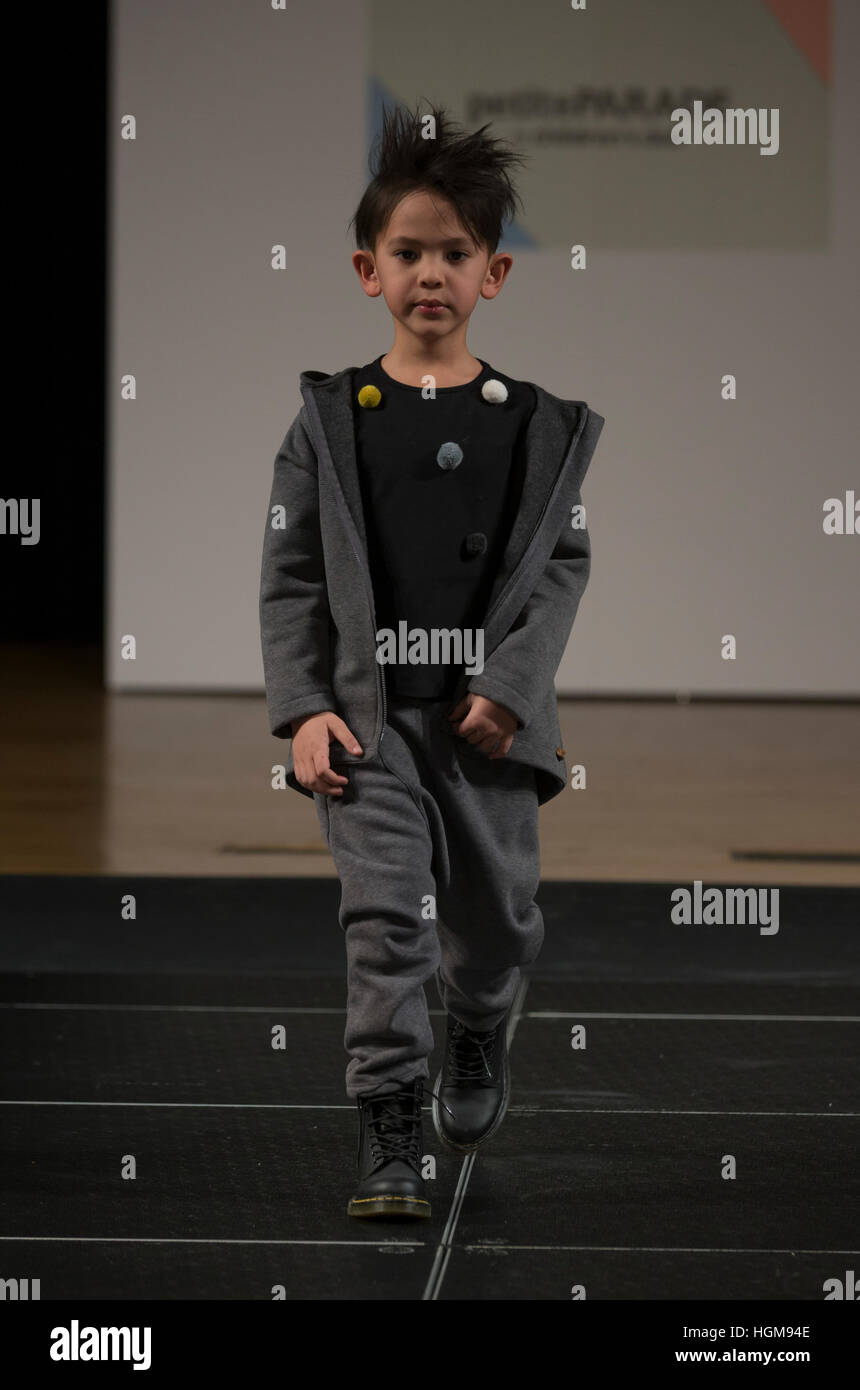 New York, NY USA - January 9, 2017: Young boy walks runway for ...