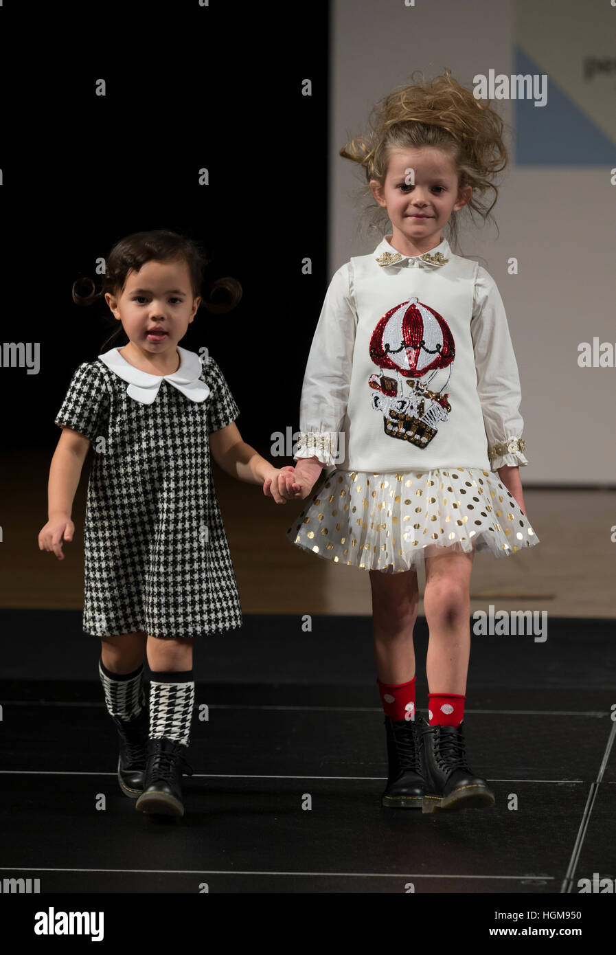 New York, NY USA - January 9, 2017: Young girl walks runway for ...