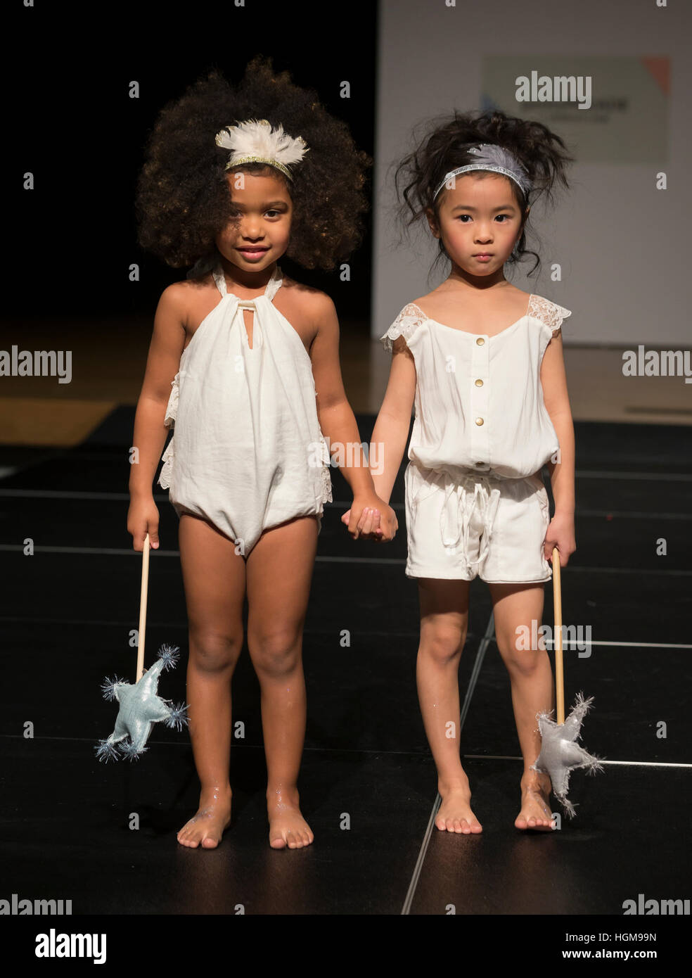 New York, NY USA - January 9, 2017: Young girl walks runway for ...