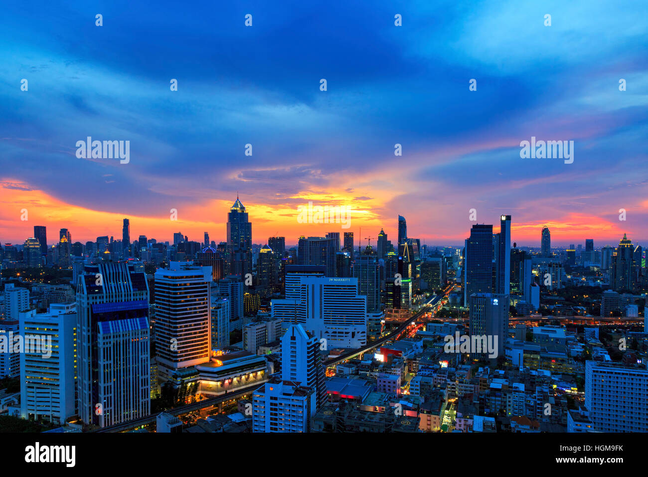 Sunset over Bangkok skyline, Thailand Stock Photo - Alamy