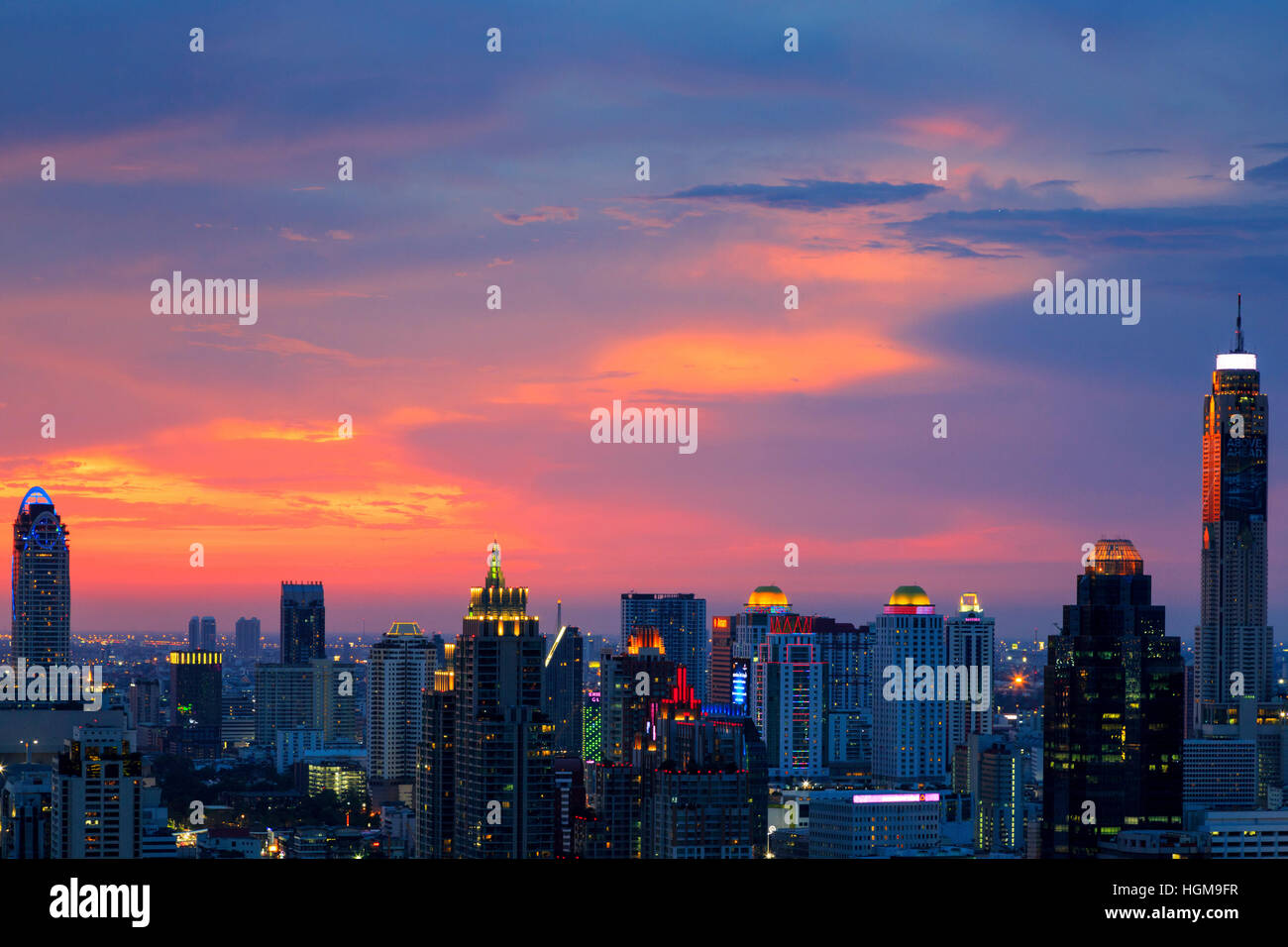 Sunset over Bangkok skyline, Thailand Stock Photo - Alamy