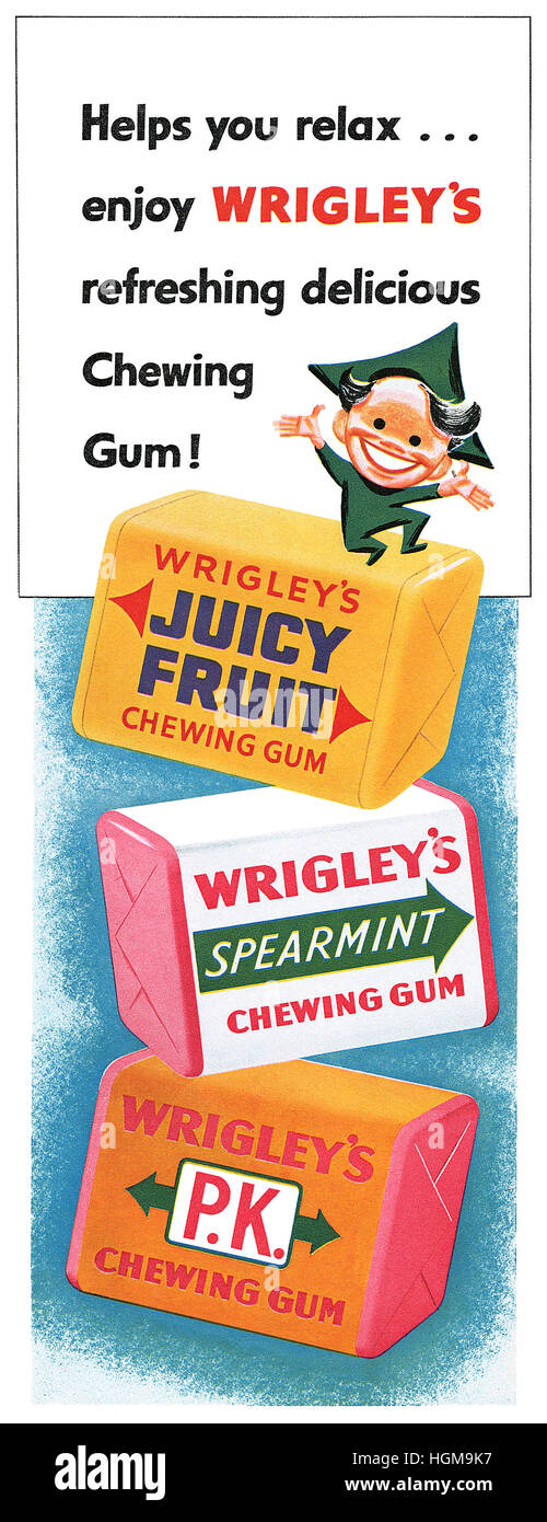 1953 British advertisement for Wrigley's Chewing Gum Stock Photo - Alamy