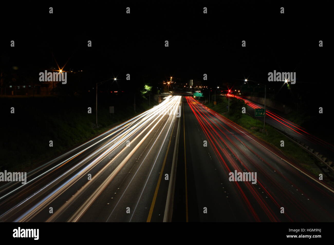 long exposure of freeway lights Stock Photo - Alamy