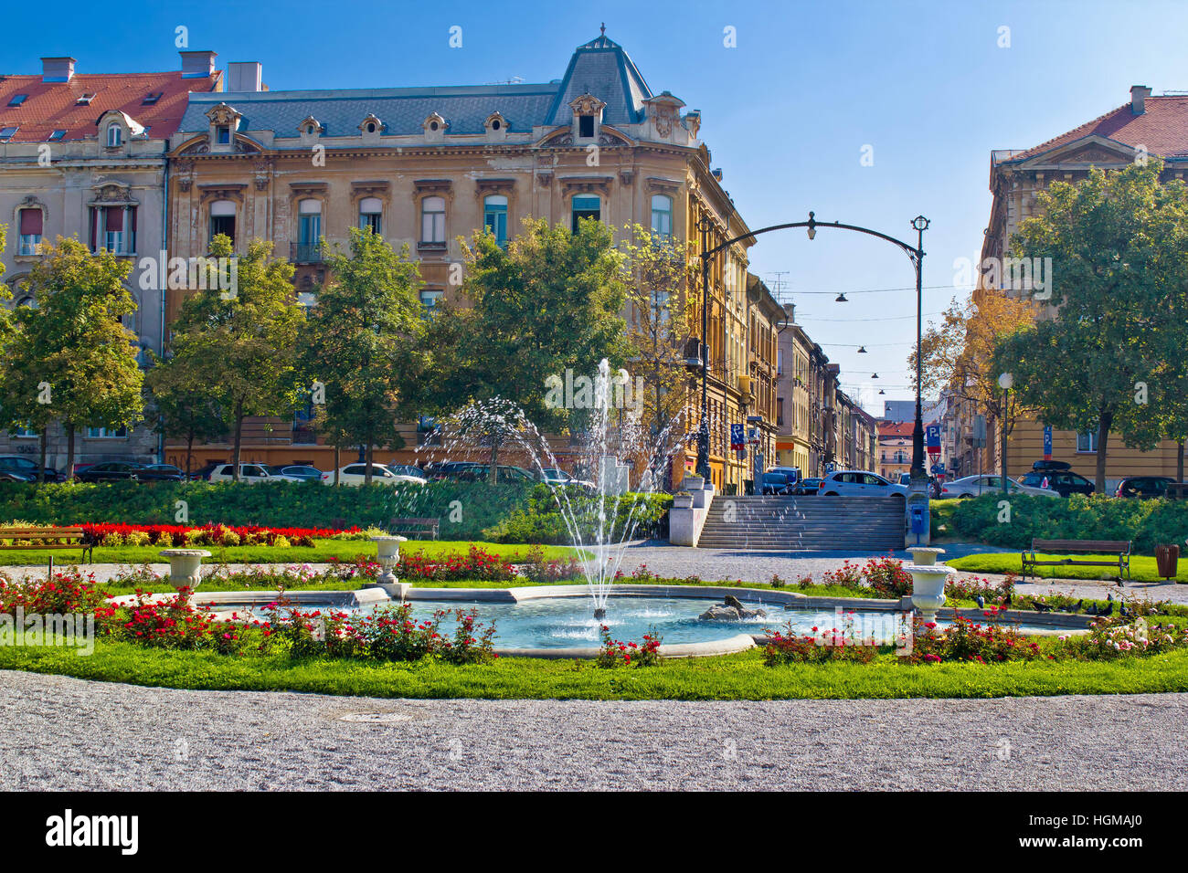 Zagreb street and park scene, capital of Croatia Stock Photo - Alamy