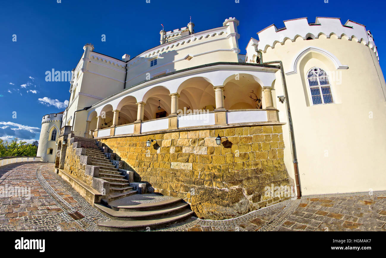 Trakoscan monumental castle panoramic view in Zagorje, Croatia Stock ...