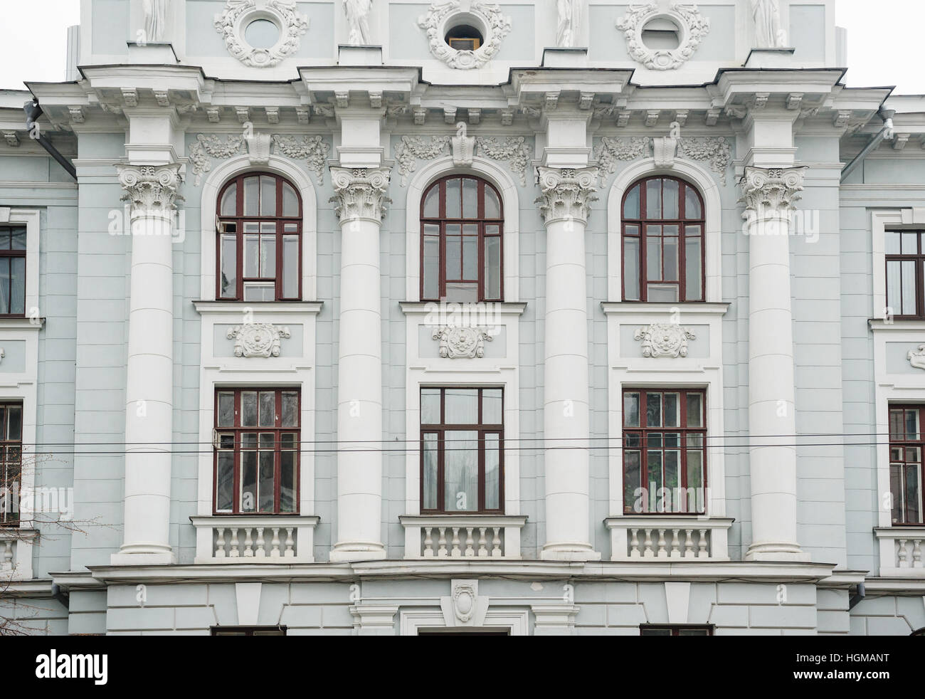 architecture of the historic building with Windows and columns Stock ...