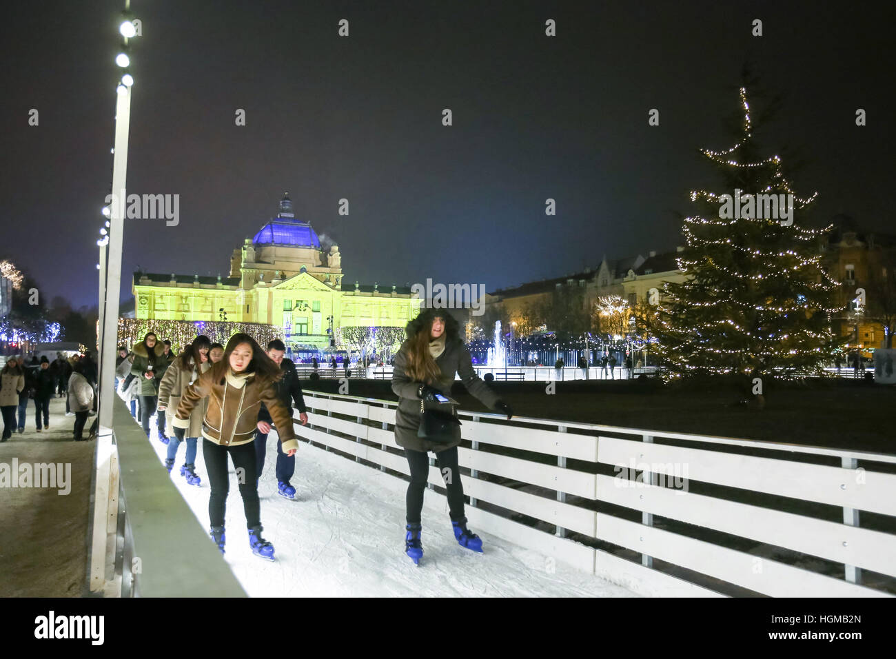 People skating in the city ice skating rink at Advent time in King ...