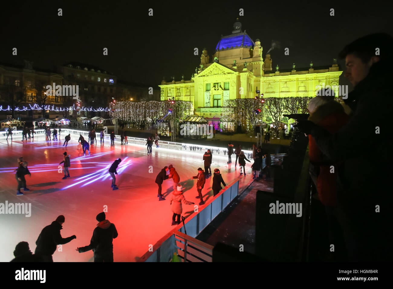 People skating in the city ice skating rink at Advent time in King ...