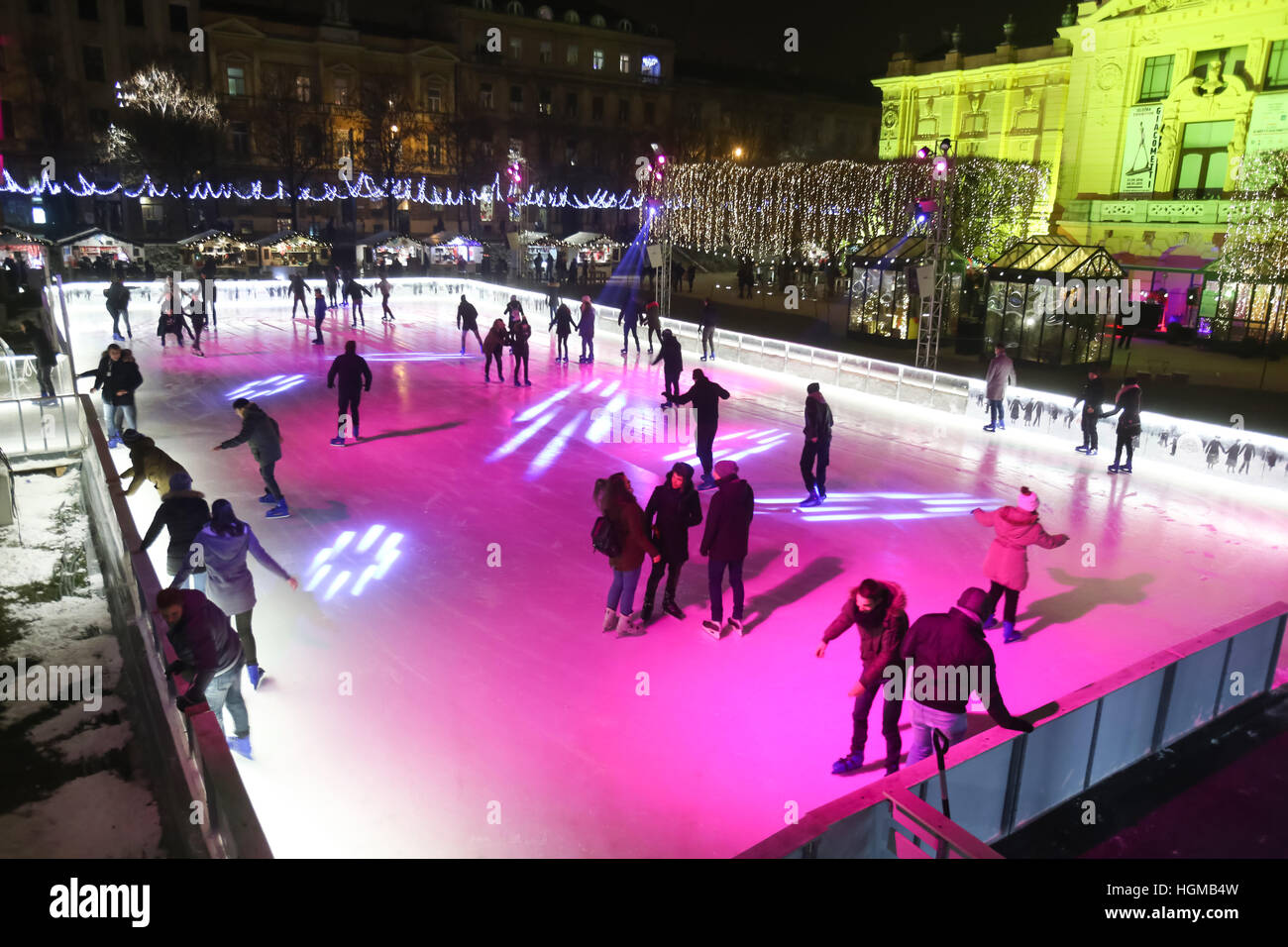 People skating in the city ice skating rink at Advent time in King ...