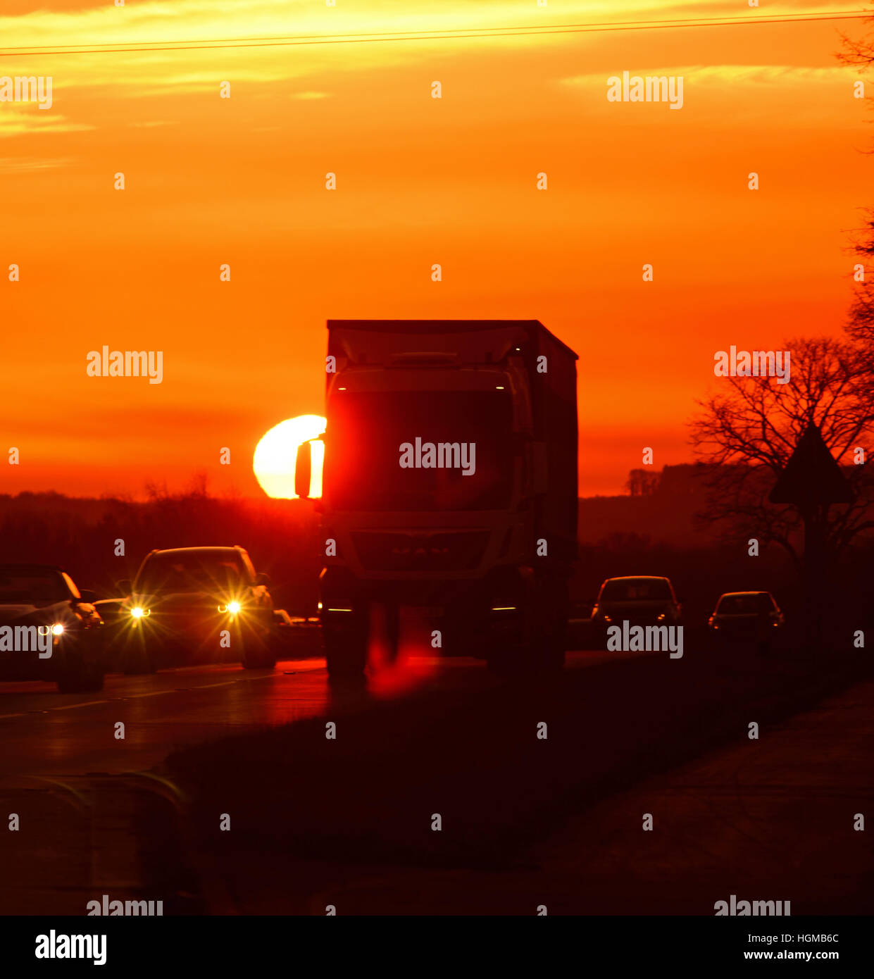 Lorry sun highway hi-res stock photography and images - Alamy