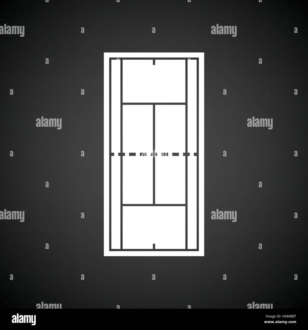 Tennis field mark icon. Black background with white. Vector ...