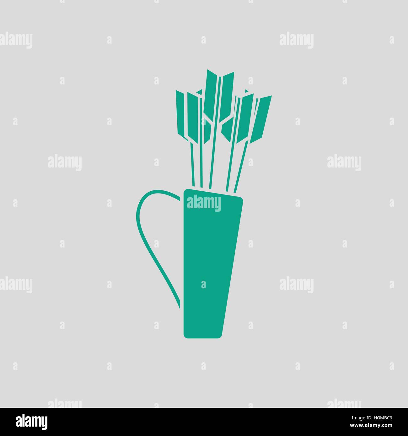 Quiver with arrows icon. Gray background with green. Vector ...