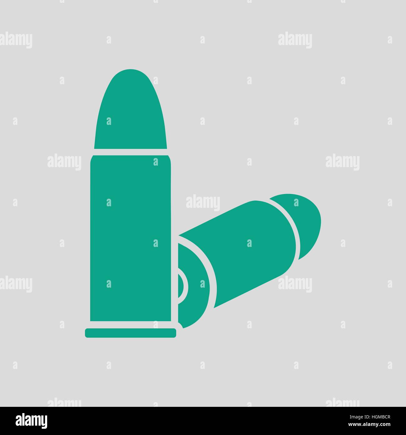 Pistol bullets icon. Gray background with green. Vector illustration ...