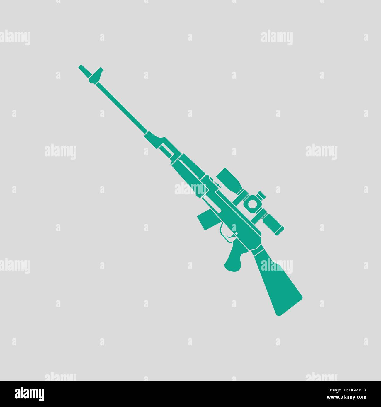Sniper rifle icon. Gray background with green. Vector illustration ...