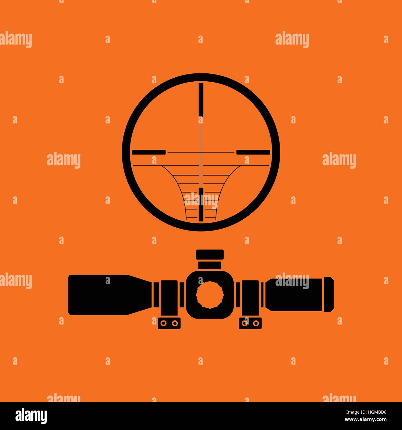 Scope icon. Orange background with black. Vector illustration Stock ...