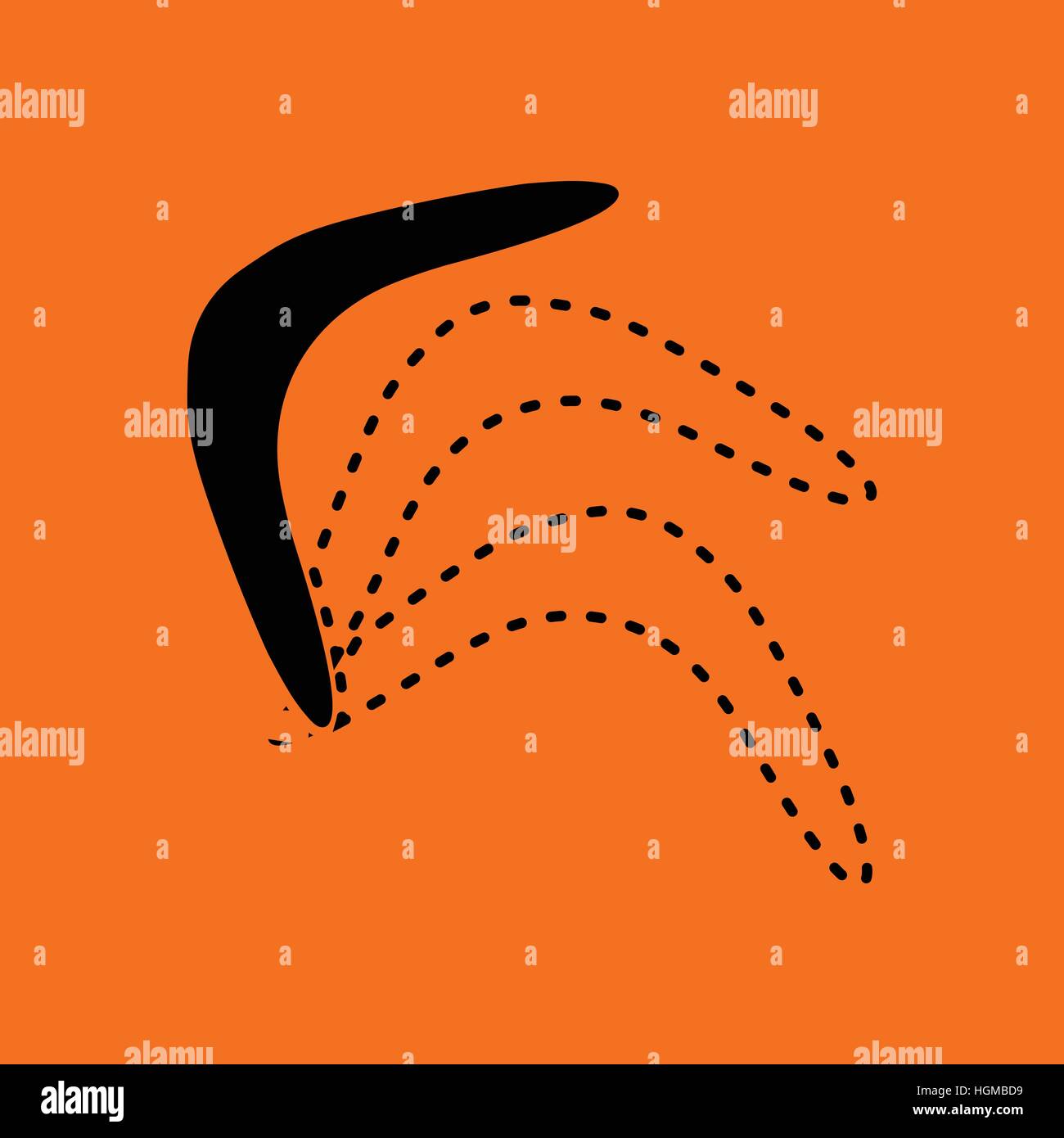 Boomerang icon. Orange background with black. Vector illustration Stock ...