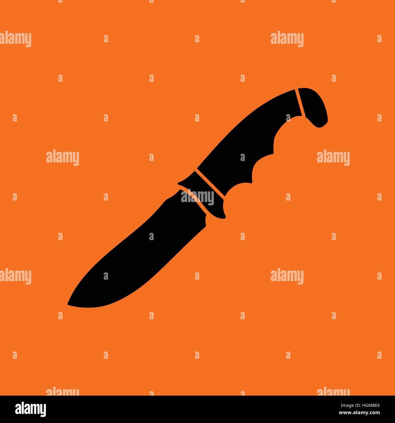 Hunting knife icon. Orange background with black. Vector illustration ...