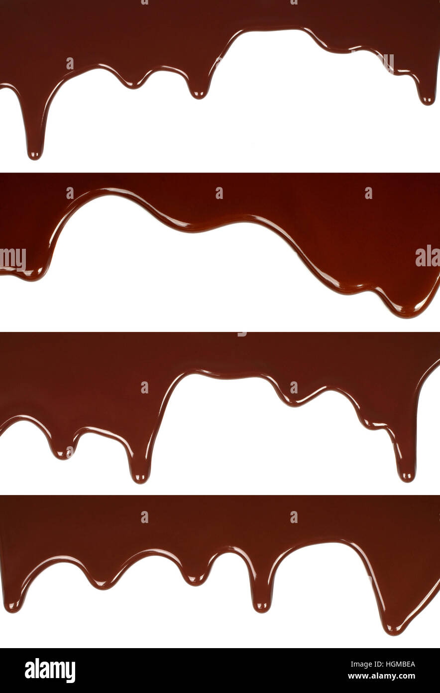 Melted chocolate dripping set on white background Stock Photo - Alamy