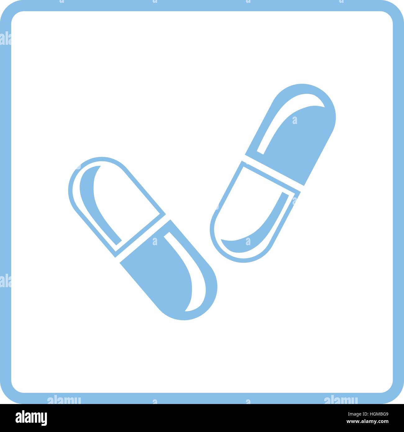 Pills icon. Blue frame design. Vector illustration Stock Vector Image ...