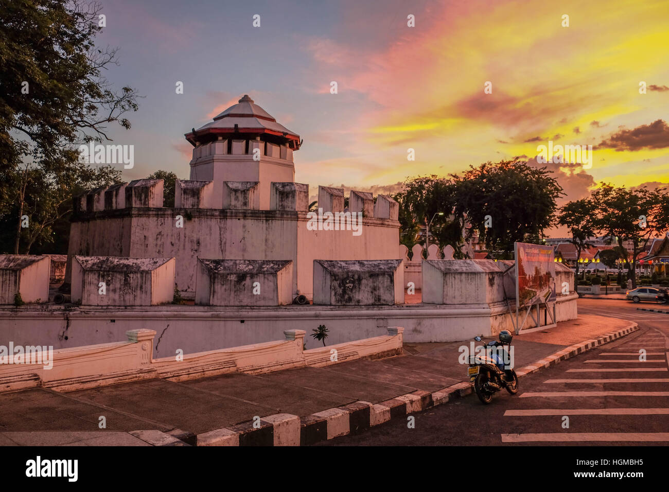 Asia Southeast Asia Thailand Bangkok Old Ancient Pom Mahakan Fort Sun ...