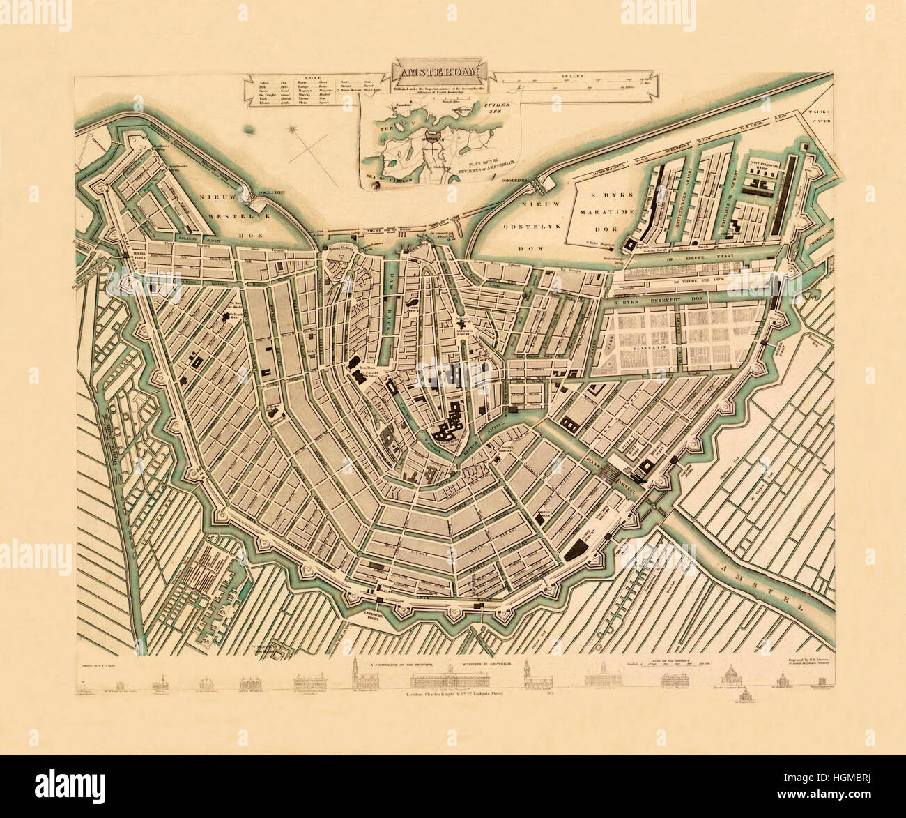 Vintage Map Of Amsterdam Stock Photos & Vintage Map Of Amsterdam Stock ...