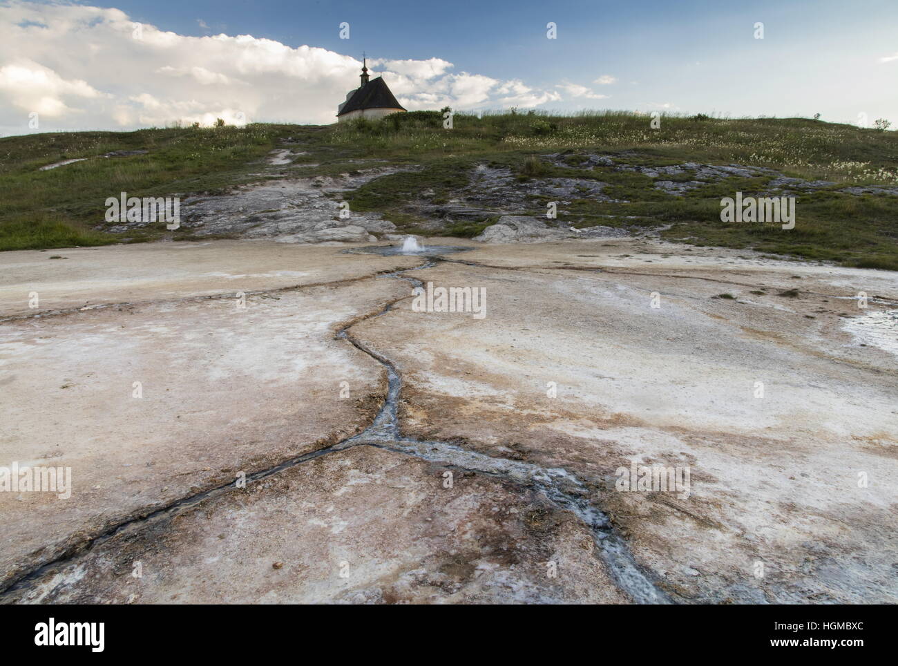 Saline travertine spring on Siva Brada hill nature reserve near Levoca ...