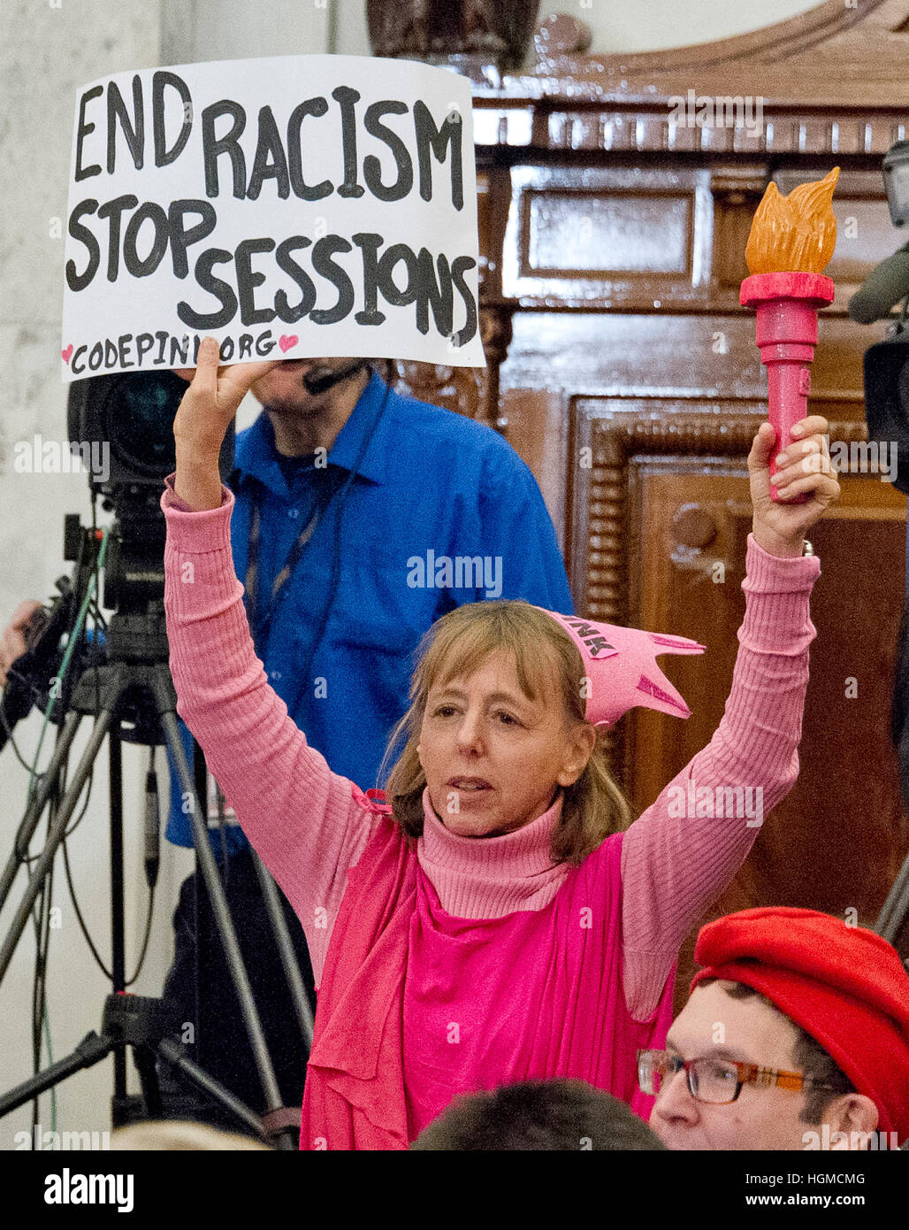 Medea Benjamin, founder of Code Pink protests prior to the United ...