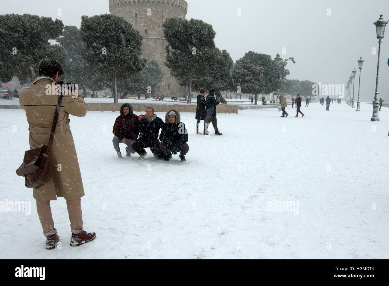 Thessaloniki, Greece. January 10th, 2017. Greece Weather. Snow in ...