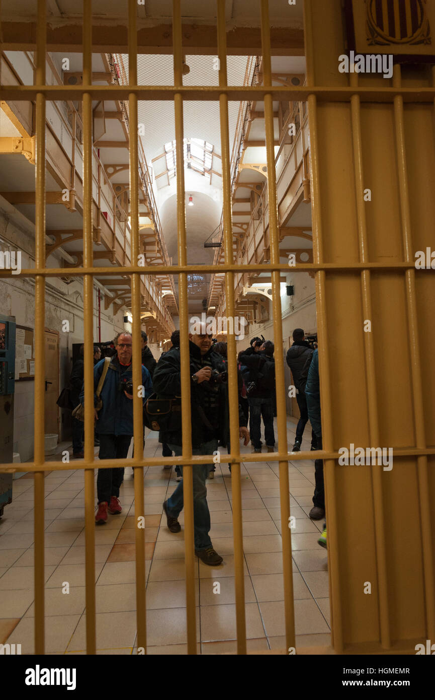 Spain, Barcelona. 10th Jan, 2017. A group of photographers walk inside ...