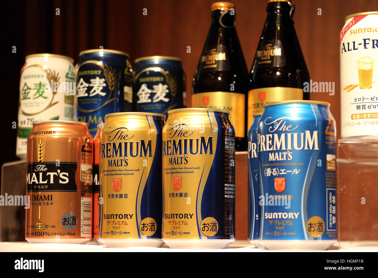 Tokyo, Japan. 10th Jan, 2017. Suntory Beer Limited displays the company ...