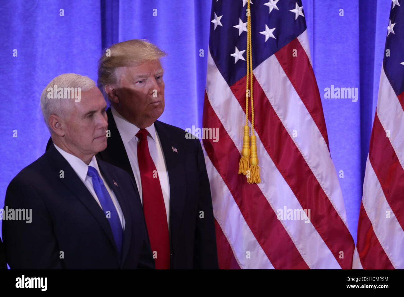 New York, USA. 11th Jan, 2017. U.S. President-elect Donald Trump (R ...