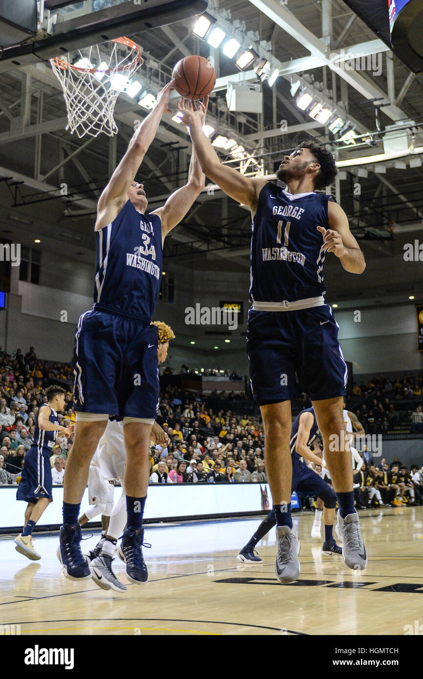 Virginia, USA. 11th Jan, 2017. TYLER CAVANNAUGH (34) and ARNALDO TORO ...