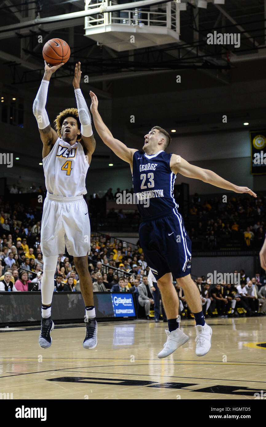 Virginia, USA. 11th Jan, 2017. JUSTIN TILLMAN (4) takes a jump shot ...