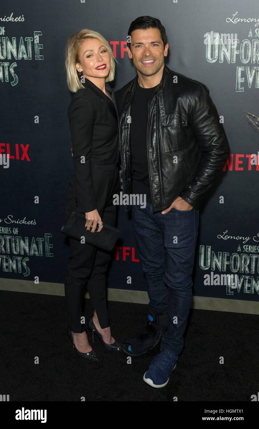 New York, USA. 11th Jan, 2017. Kelly Ripa, Mark Consuelos at arrivals ...