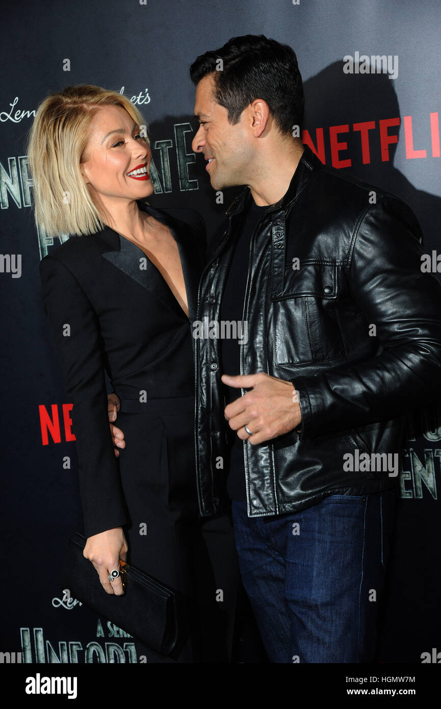 NEW YORK, NY - JANUARY 11: Kelly Ripa and Mark Consuelos attends the ...