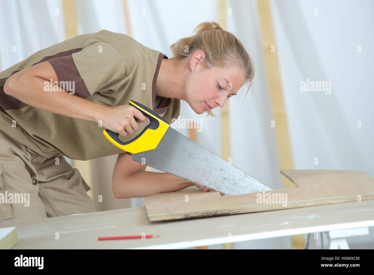 Carpentry diy woman construct hi-res stock photography and images - Alamy