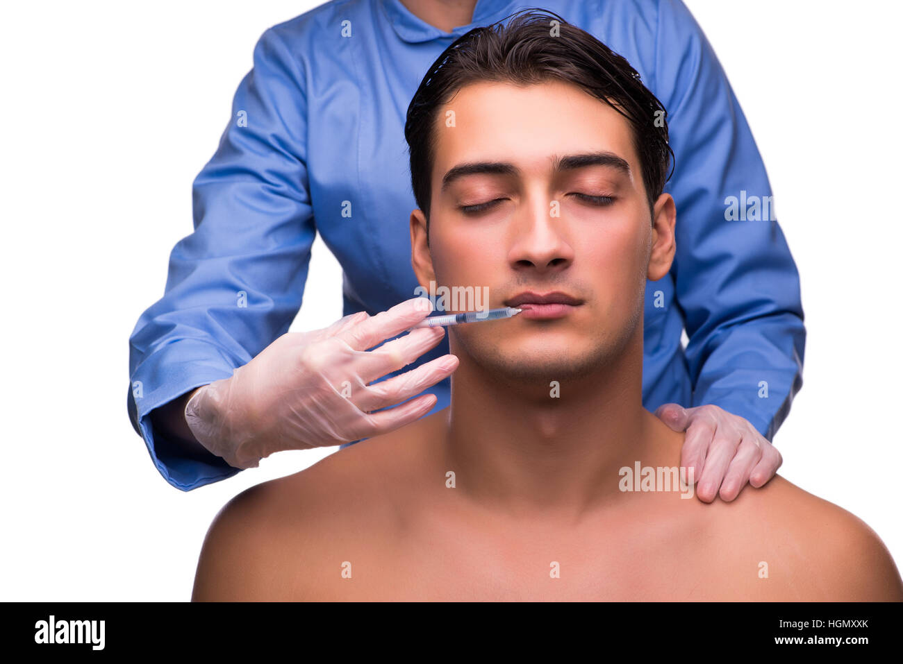 Man getting injection isolated on white Stock Photo - Alamy
