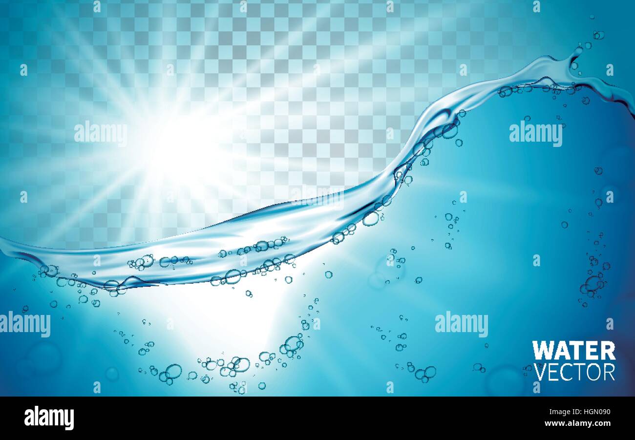 blue tide wave element, with white light shines into water, can be used ...