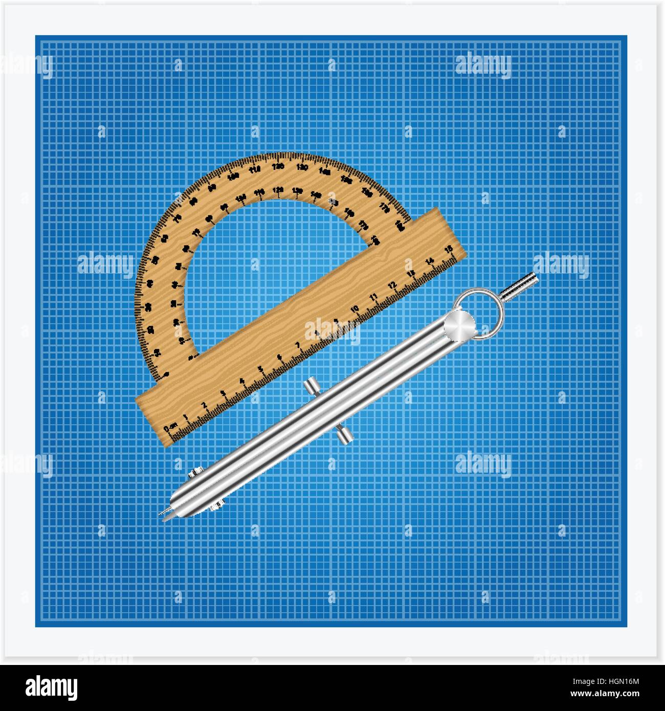 Blueprint and ruler instruments on a white background Stock Vector ...