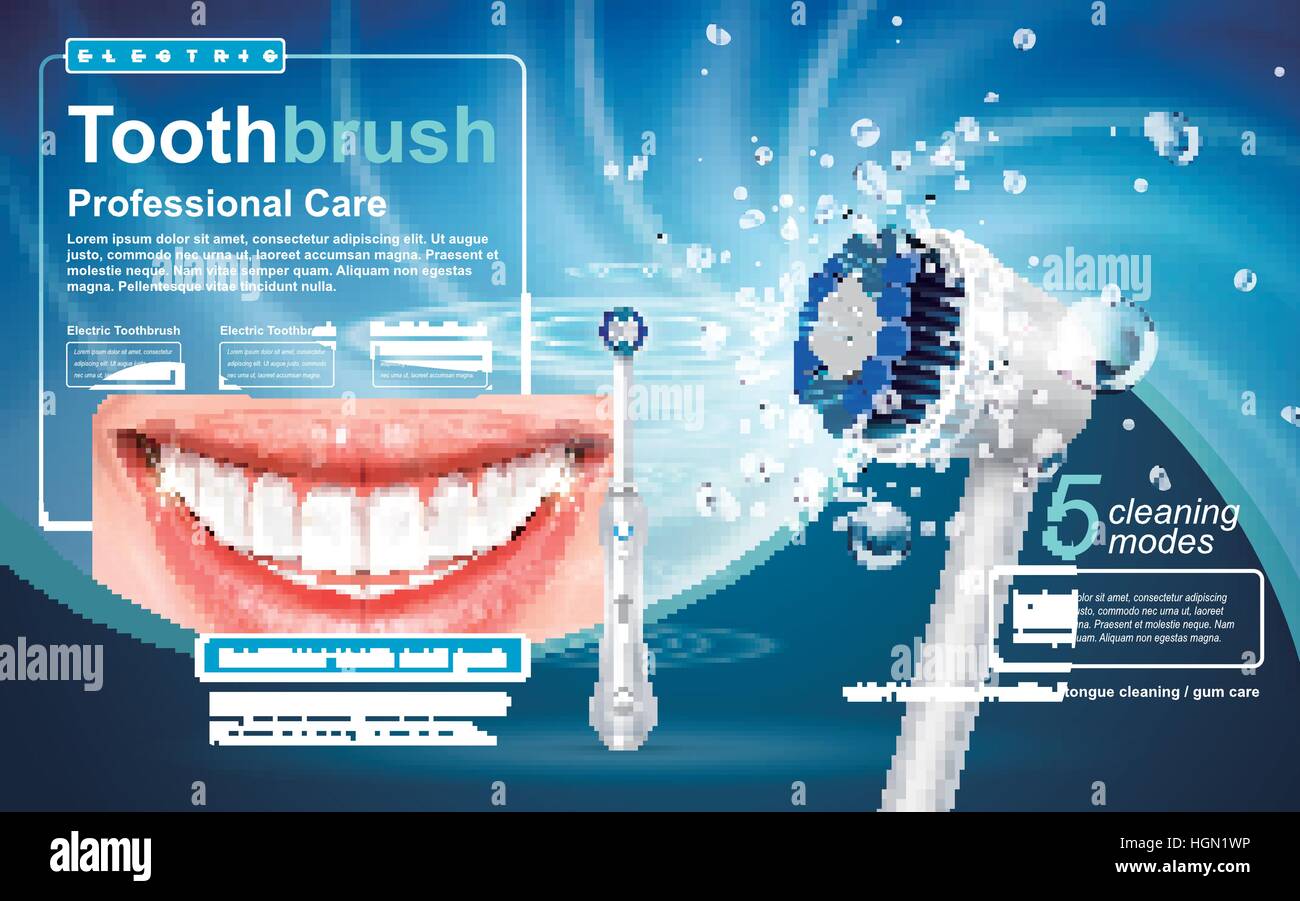 electric sonic toothbrush ad, with swirl light and beautiful teeth ...