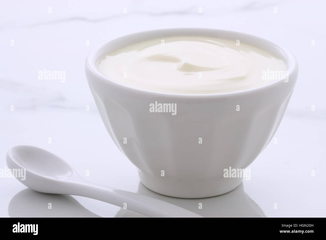 Delicious, nutritious and healthy fresh plain yogurt on vintage italian ...