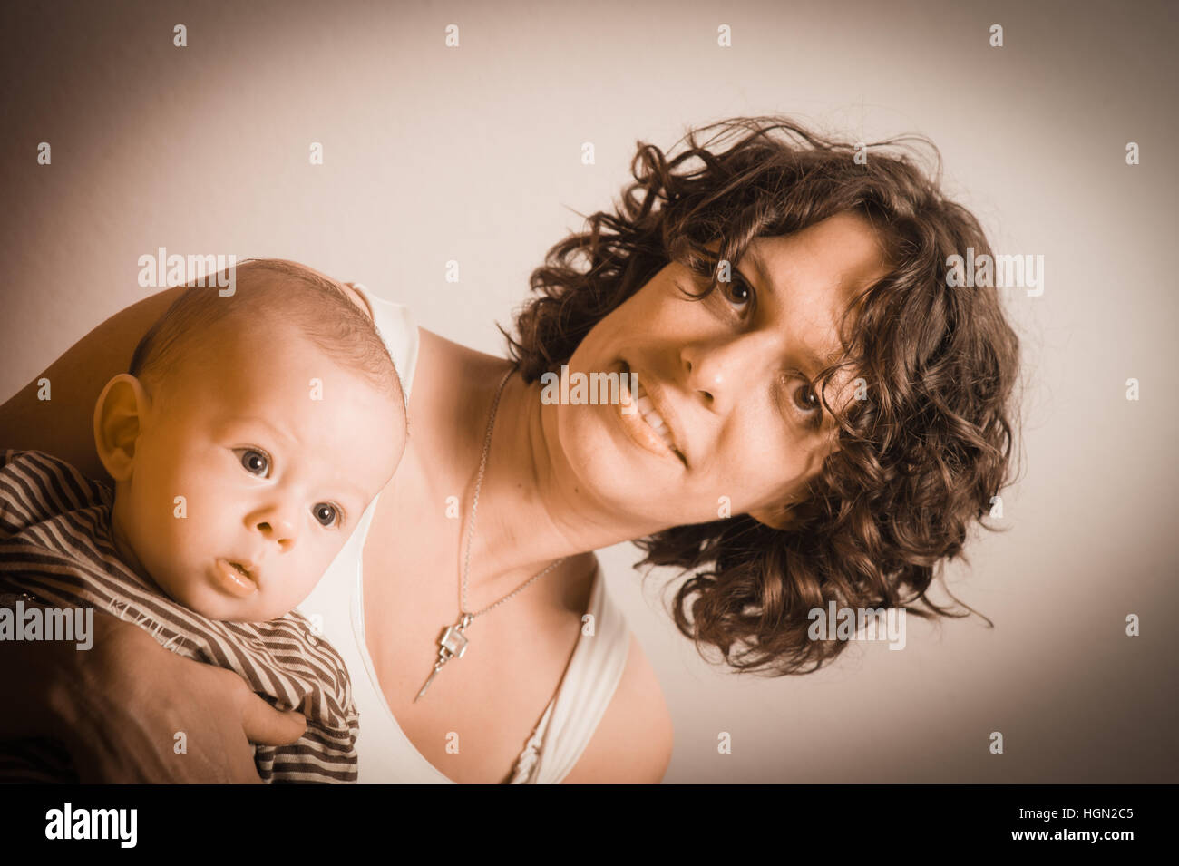 Happy mum with her baby boy, France Stock Photo - Alamy