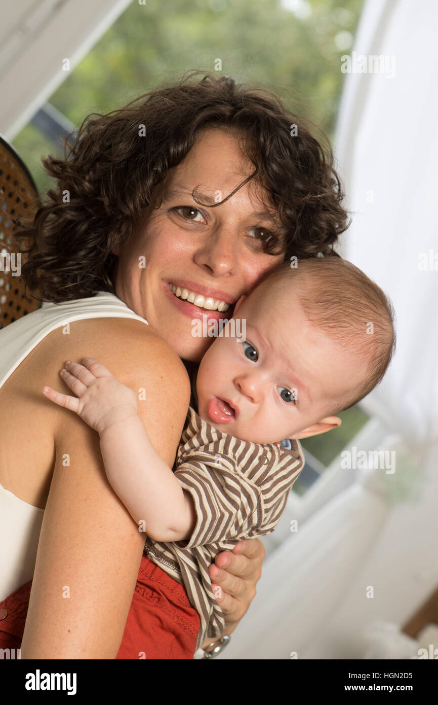 Happy mum with her baby boy, France Stock Photo - Alamy