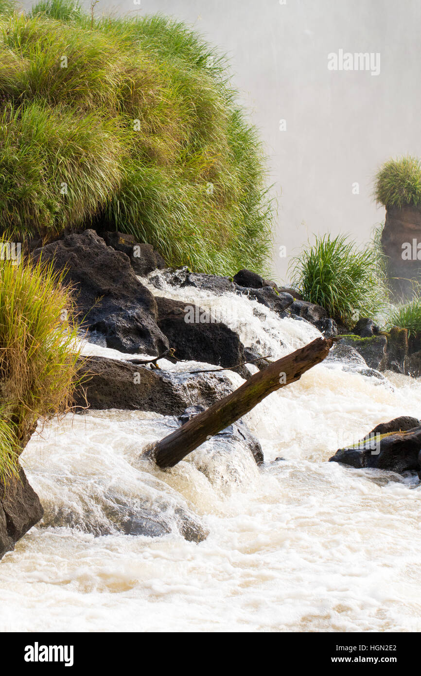 View of the Iguazu Iguacu) falls, the largest series of waterfalls on ...