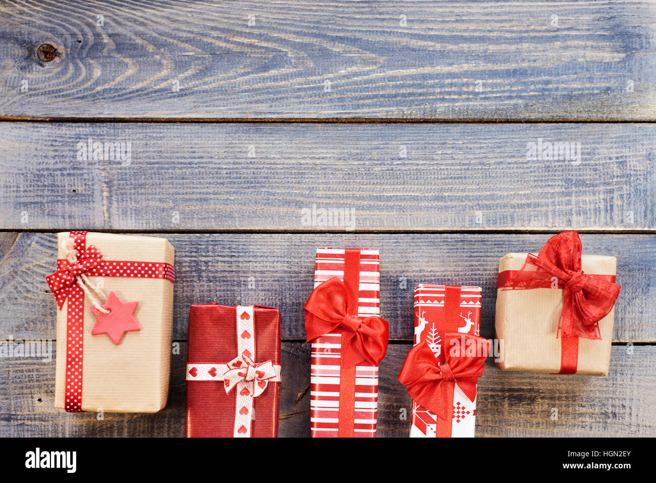 Christmas presents situated side by side Stock Photo - Alamy