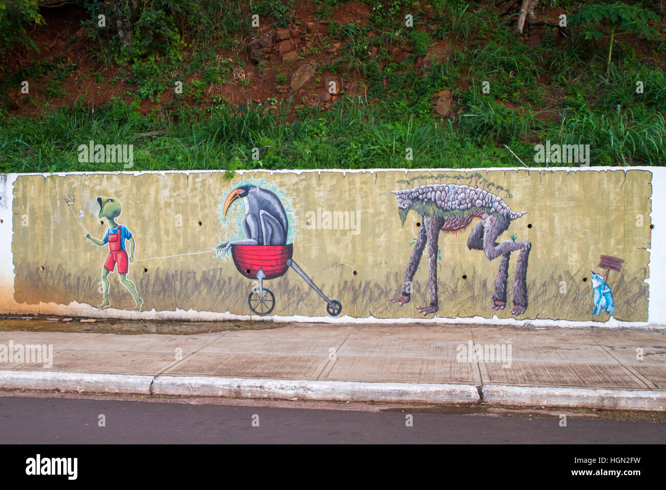 IGUAZU, ARGENTINA - OCTOBER 30: Graffiti by unknown artists in Iguazu ...