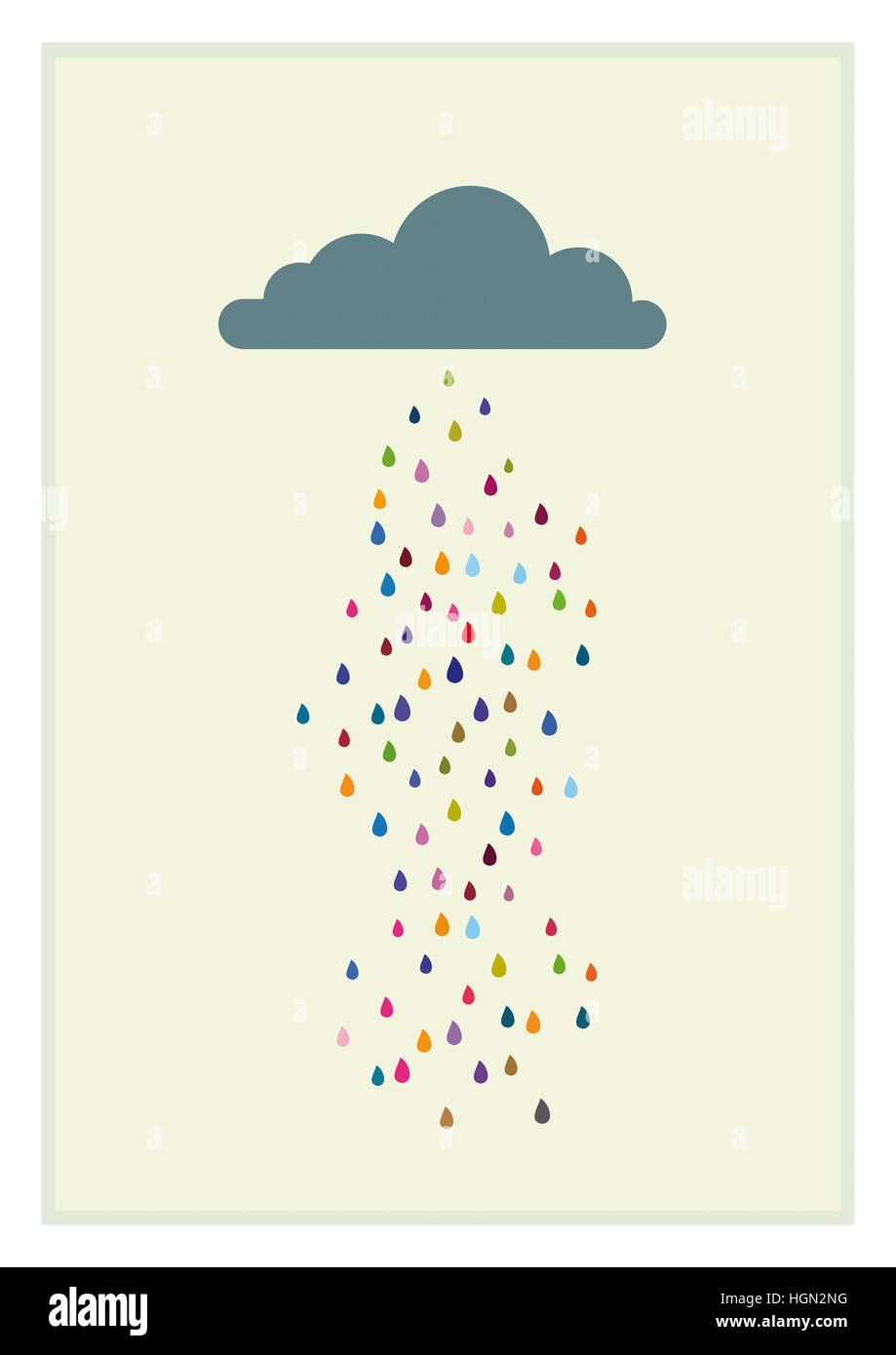 Happiness Card, Colorful Rain Cloud of Happiness and Success, France ...