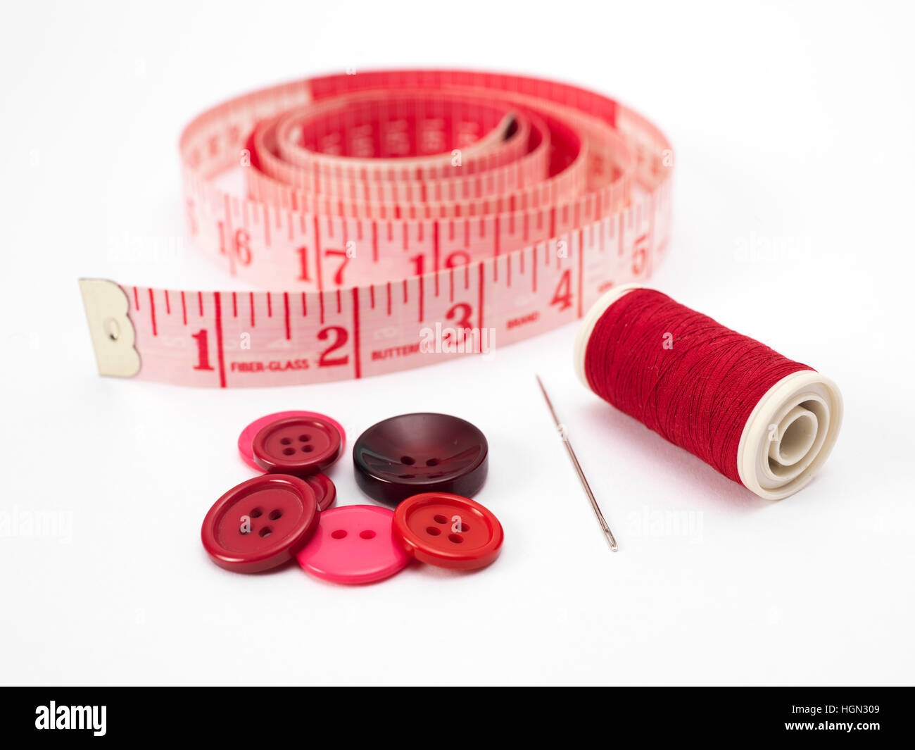 Isolated Tape Measure with buttons Stock Photo - Alamy