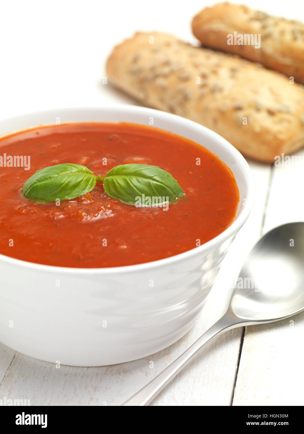 Tomato Soup on table top Stock Photo - Alamy