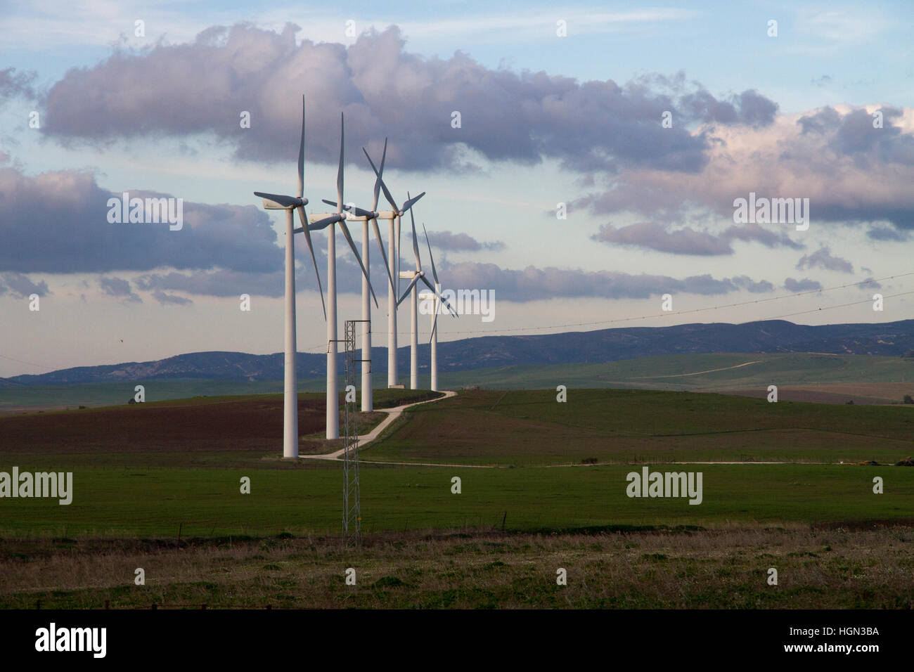 wind farms turbines Andalusia Spain electricity energy production Stock ...